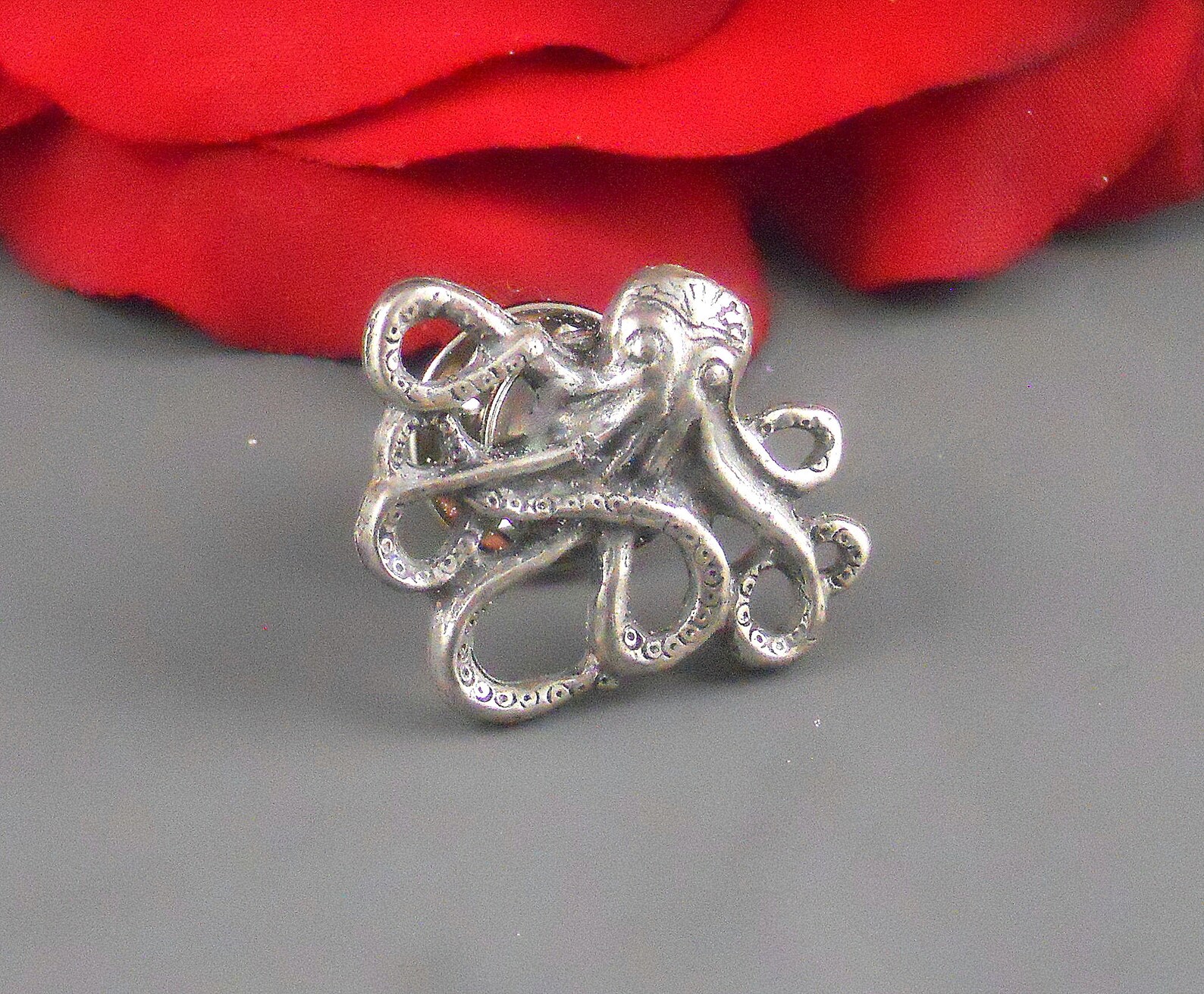 Silver Octopus Tie Tack, Small Vintage Inspired, Nautical Ocean Tie Pin ...