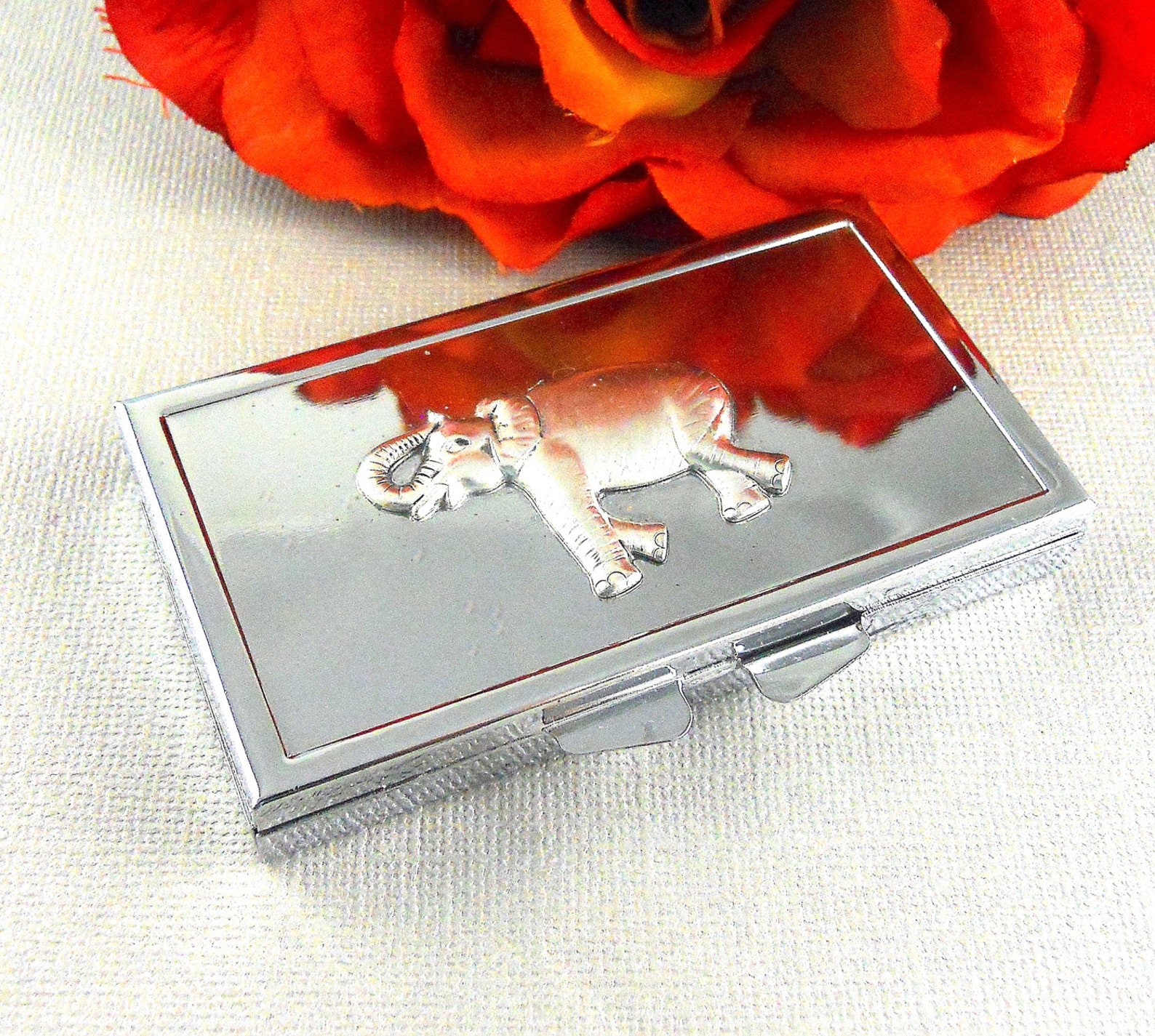 Silver Elephant Pill Box, Weekly Pill Case With Mirror - Etsy