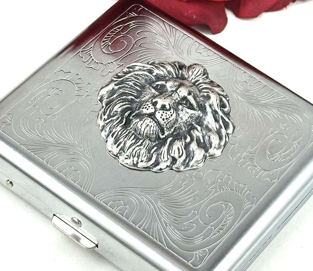 Silver Lion Cigarette Case Card Holder Gothic Victorian Steampunk ...