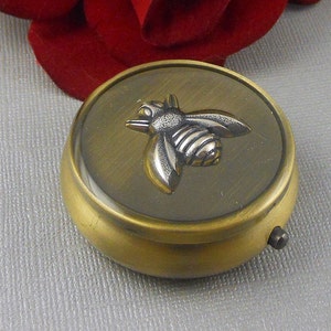 Vintage Bronze Pill Box, Antique Silver Bumble Bee, 3 Compartments - Etsy