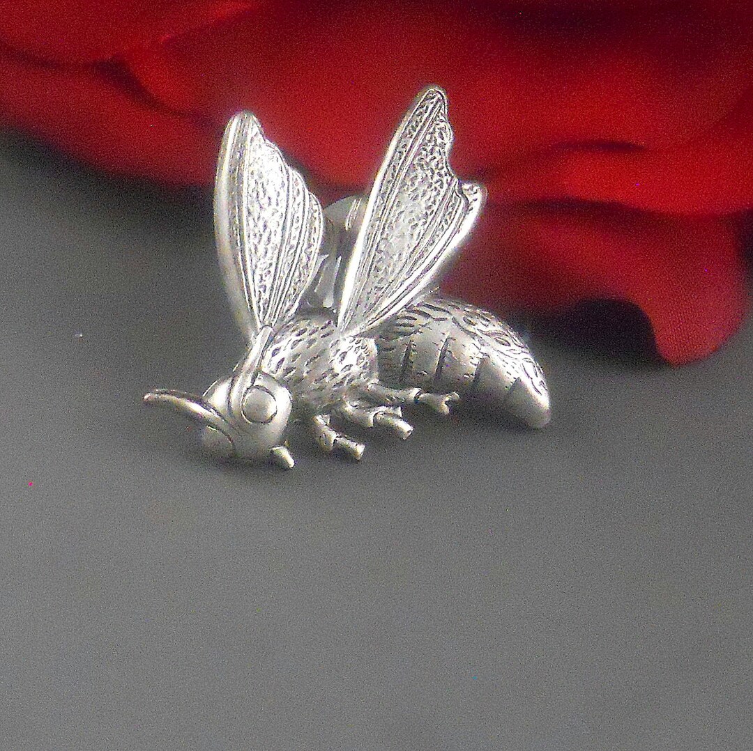 Flying Bee Pin Bee Tie Tack Sterling Silver Plated Wings Men ...
