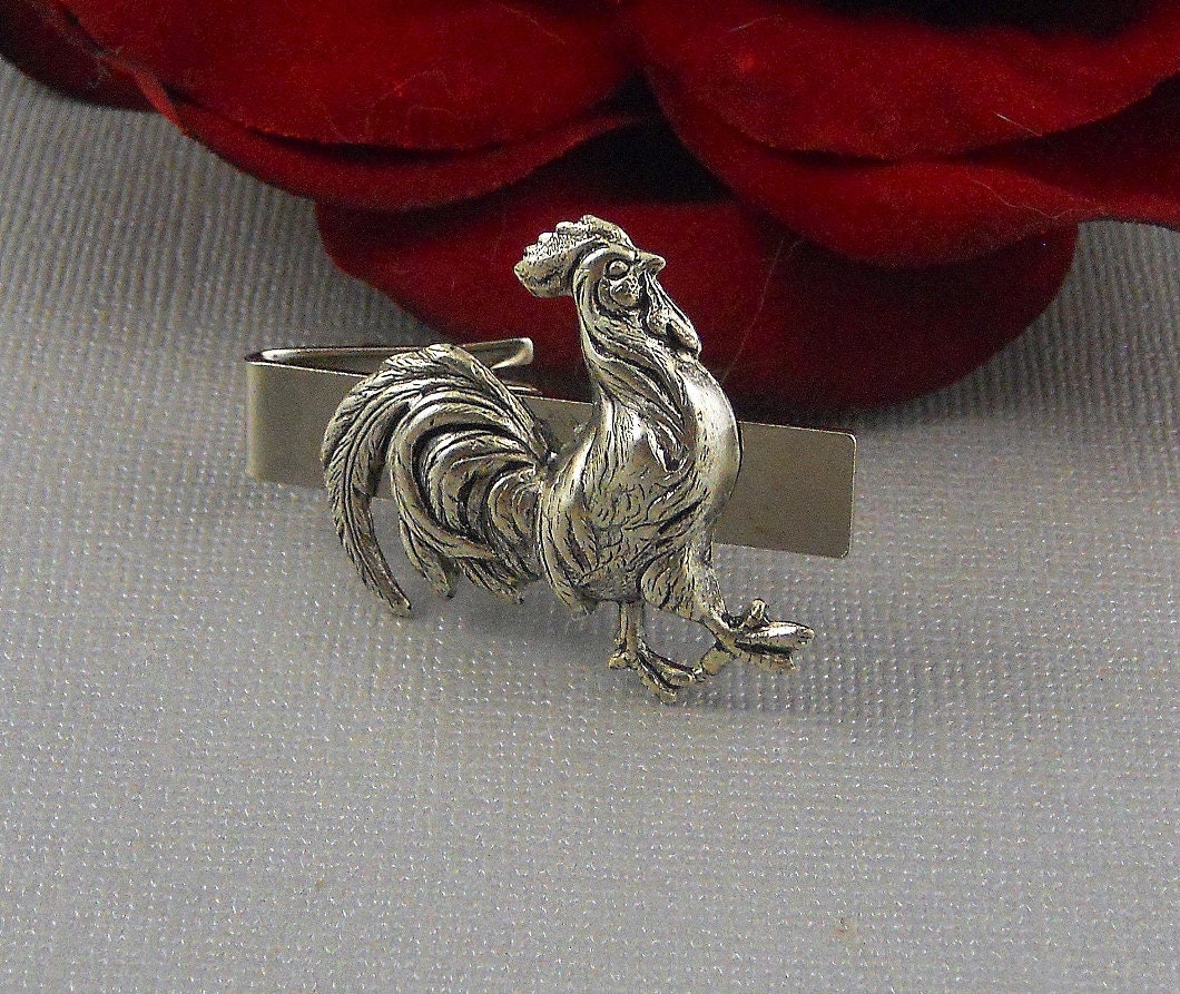 Sale Silver Chicken Tie Clip Tie Bar Tie Tack Tie Rooster - Etsy