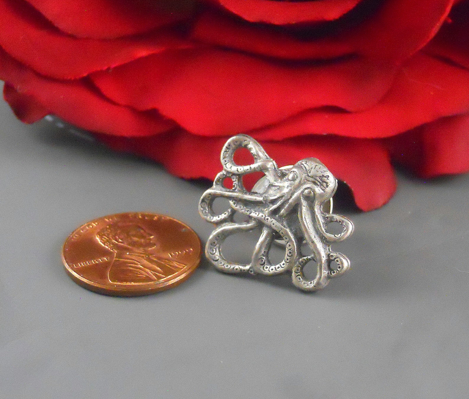 Silver Octopus Tie Tack, Small Vintage Inspired, Nautical Ocean Tie Pin ...