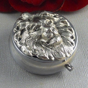 Vintage Silver Lion Head Pill Box, Gothic Inspired, 3 Compartments - Etsy