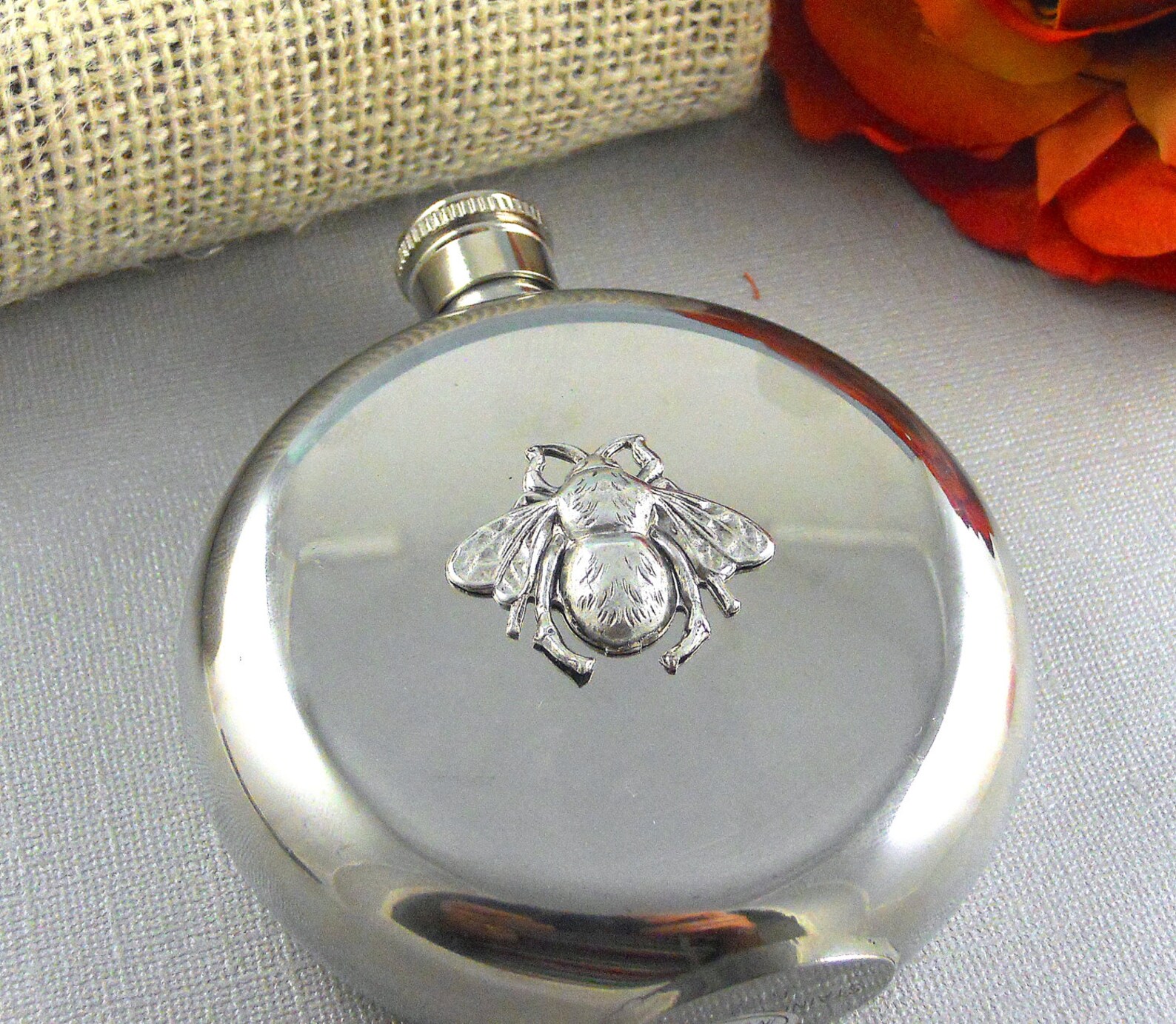Silver Bumble Bee Flask Bumble Bee Insect Bug Vintage - Etsy