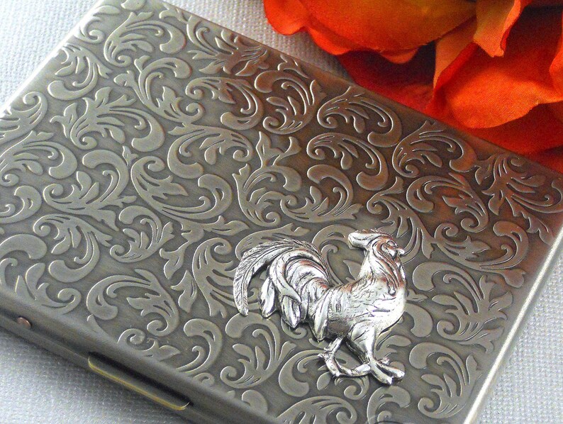 Rooster Cigarette Case Vintage Inspired Silver Rooster Holder | Etsy