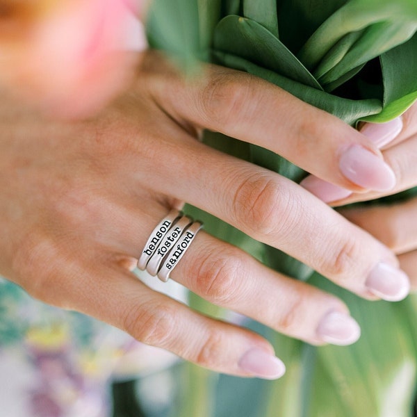 Stackable Name Rings - Etsy