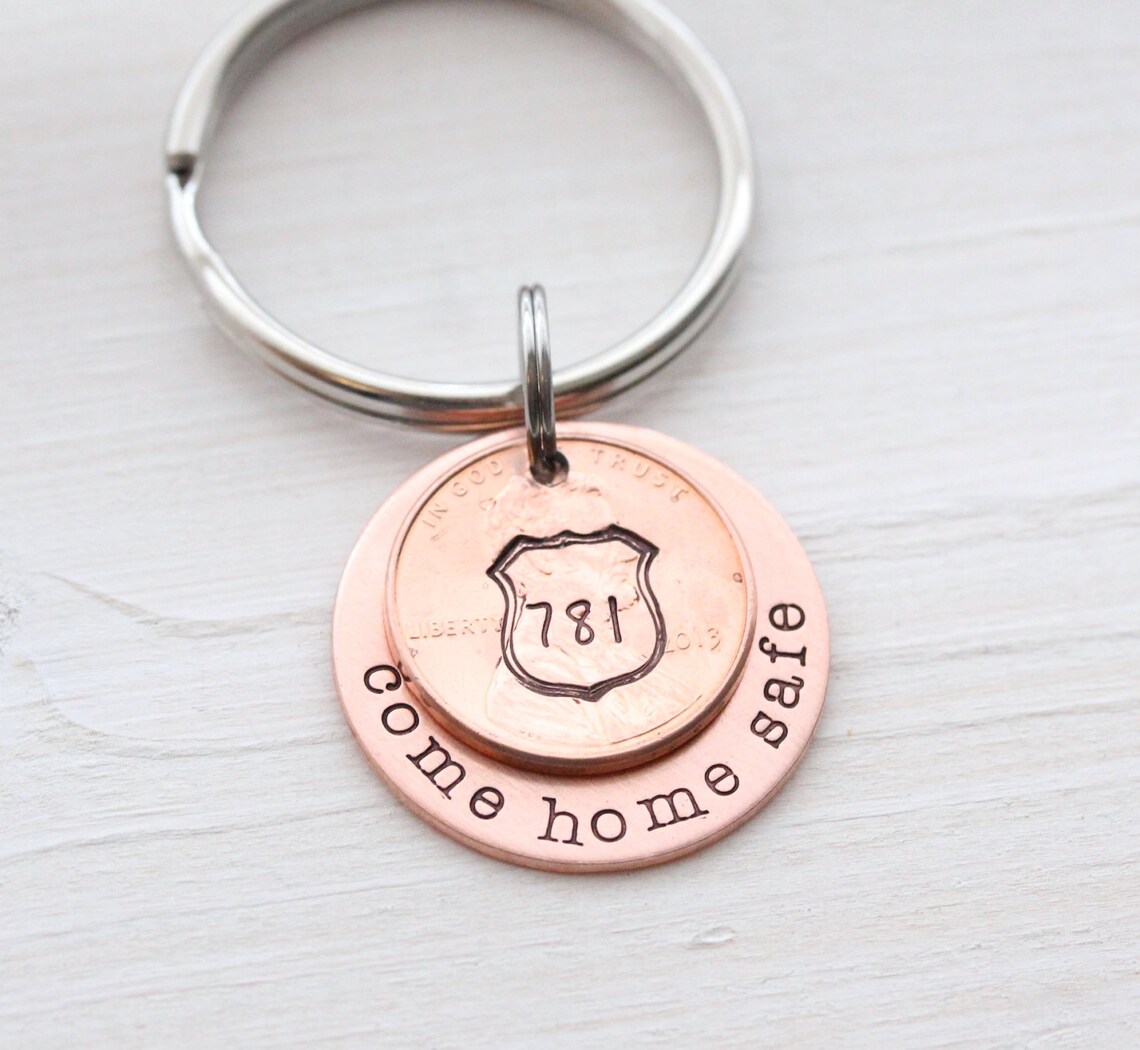 Police Officer's Lucky Penny Keychain Cop Keychain | Etsy