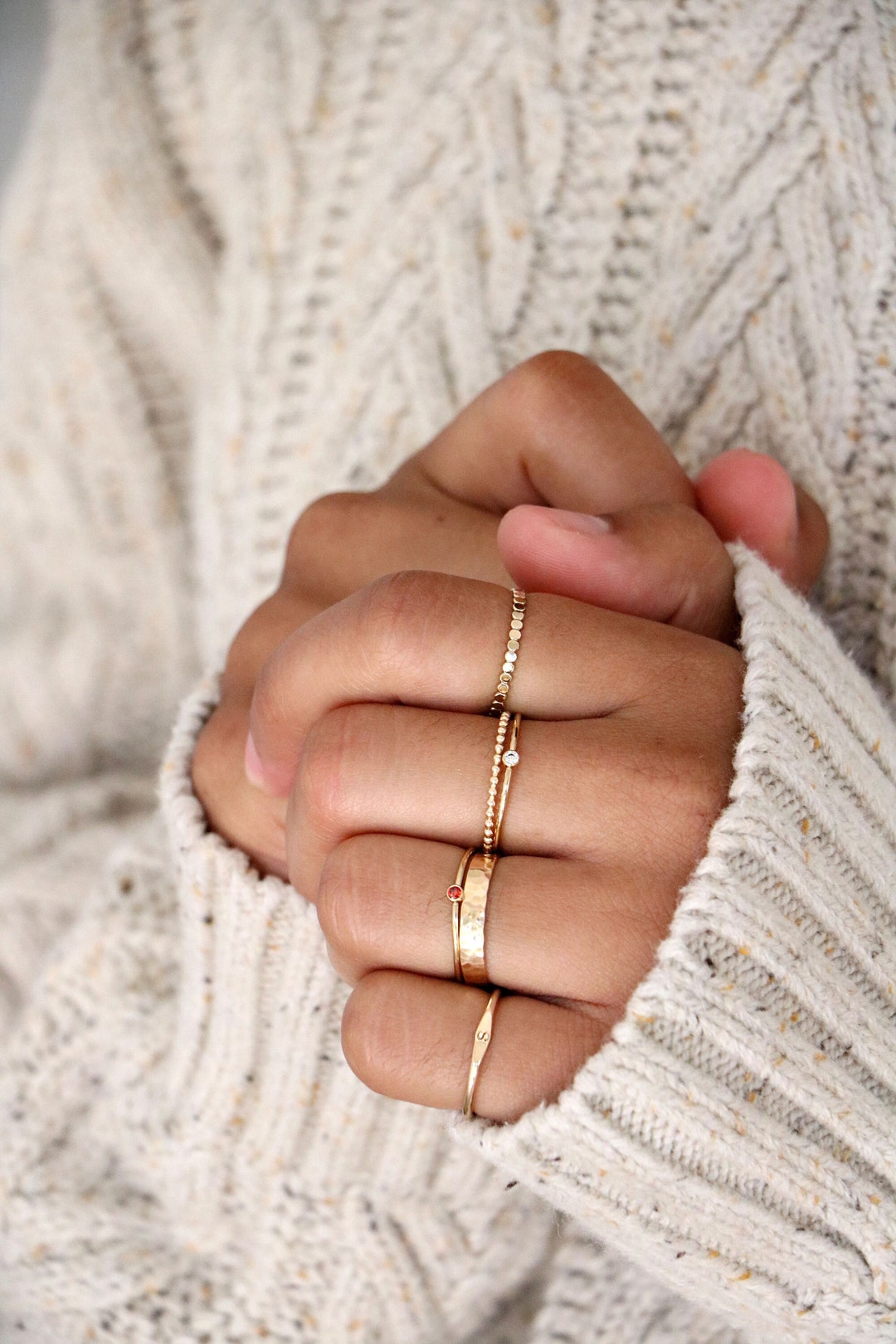 Minimalist Stacking Ring: Sterling Silver & Gold Filled Dainty Accent ...
