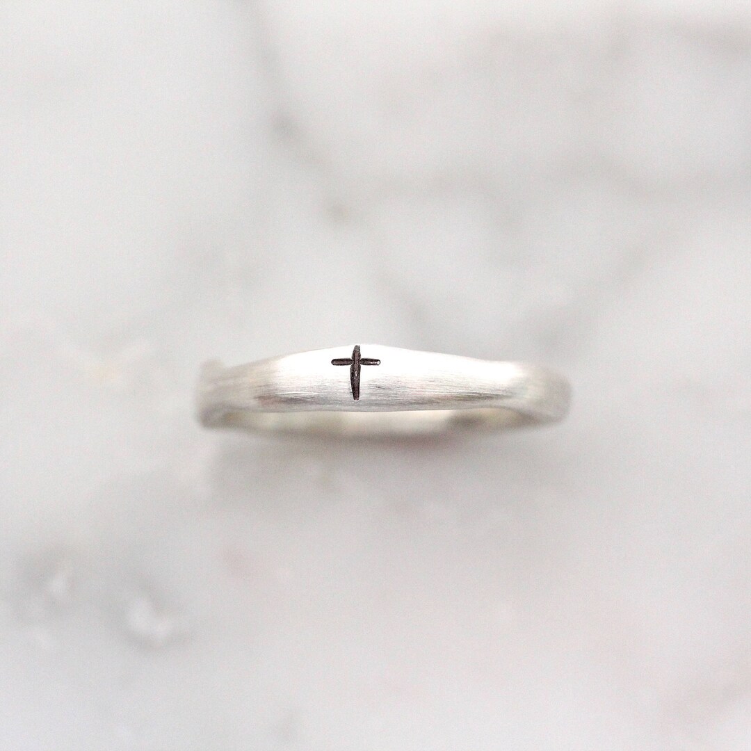 Sterling Silver Cross Ring: Personalized Stacking Band - Etsy