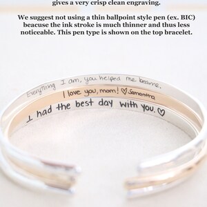 Personalized Handwriting Cuff Bracelet: Sterling Silver or Gold Filled ...