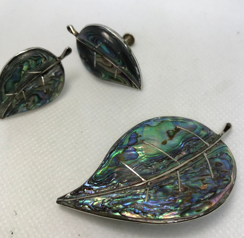 Abalone W Sterling Back & Inlay From the 70s. Pin and Screw - Etsy