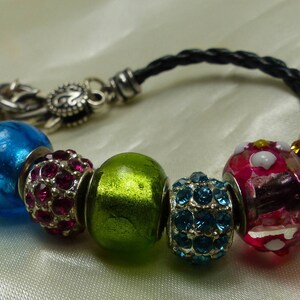 Beautiful Multi Slide Charm Bracelet on Leather 23 Grms-7 Long 7 Slide ...