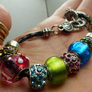 Beautiful Multi Slide Charm Bracelet on Leather 23 Grms-7 Long 7 Slide ...