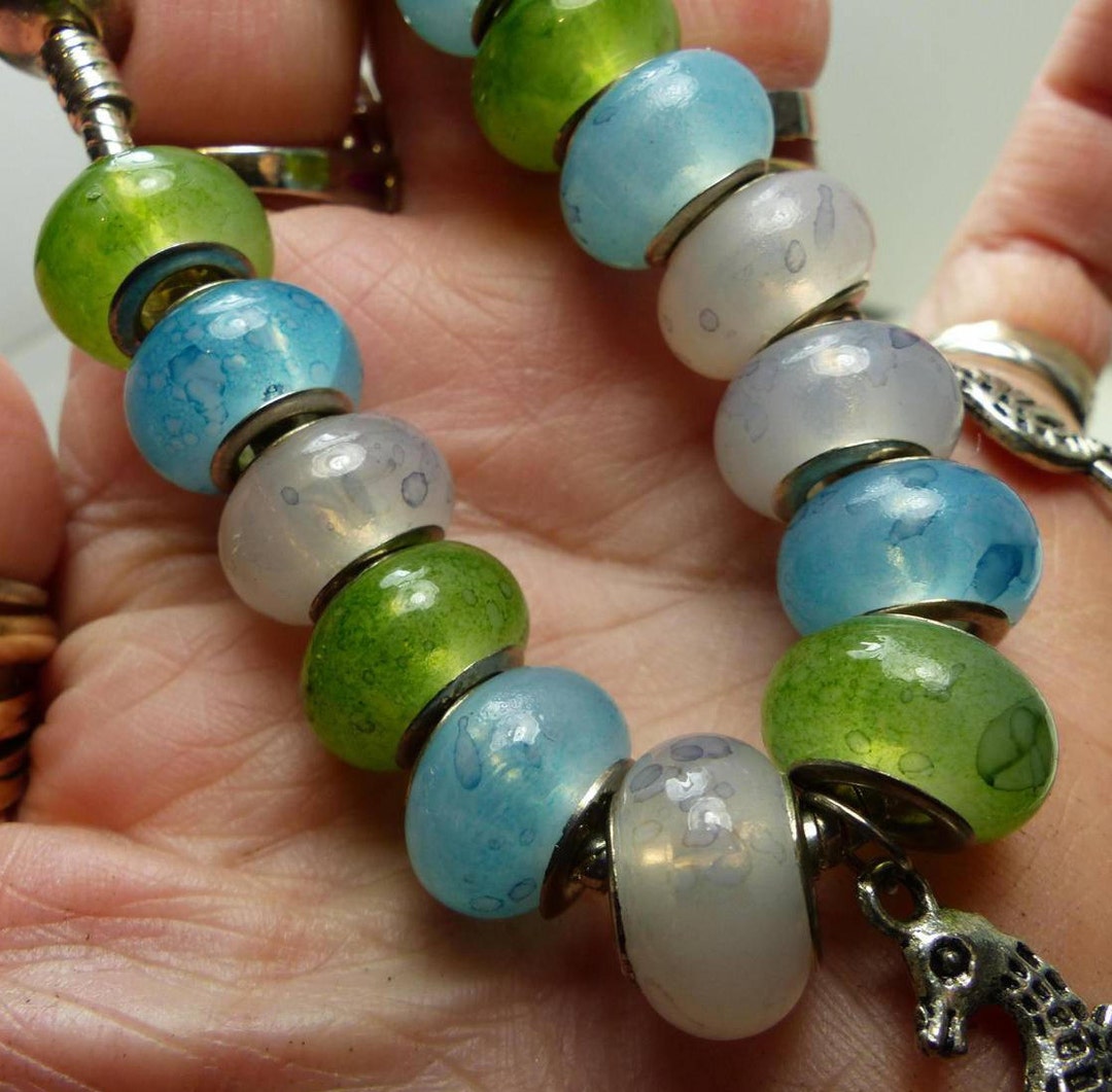 Pandora Type Bracelet-slide Beads Are 925 and Lucite-sterling - Etsy