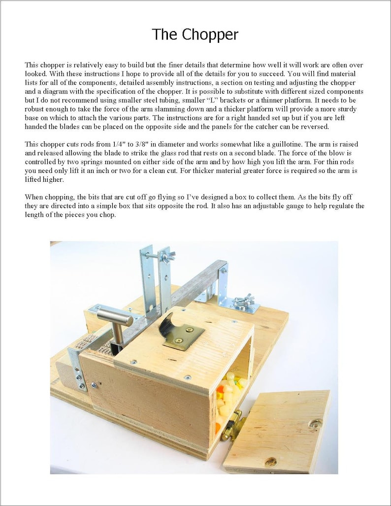 DIY Glass Cane Chopper, PDF Plans Digital Download - Etsy