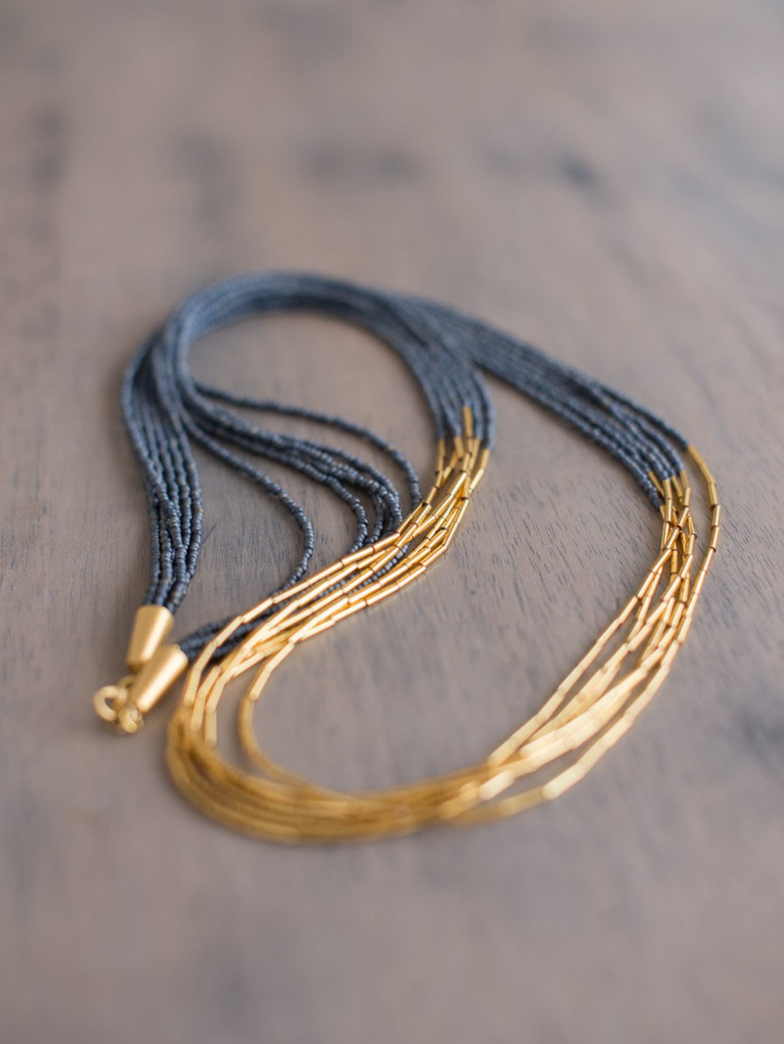 Long Multi Strand Beaded Necklace, Seed Beaded Necklace Long, Blue and ...