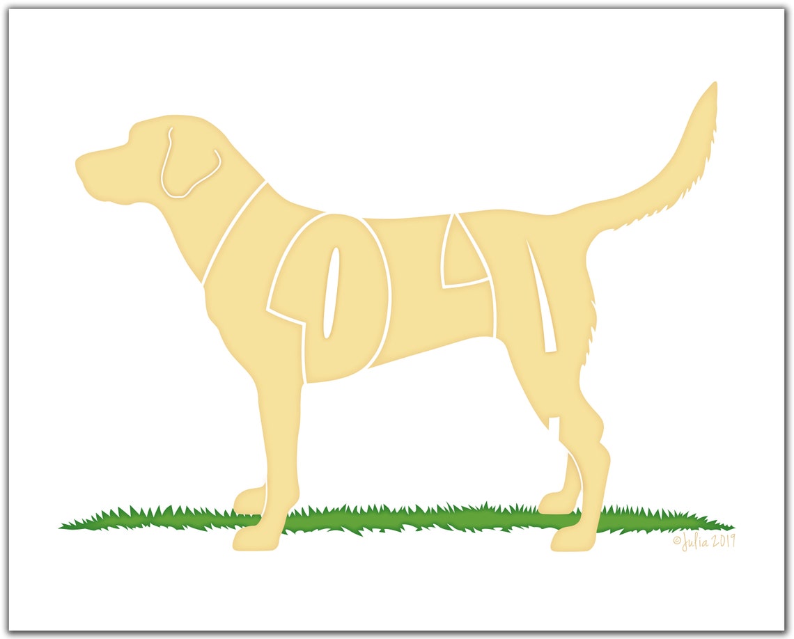 Personalized Yellow Lab 7" X 5" (or Larger) W/favorite Object, Custom ...