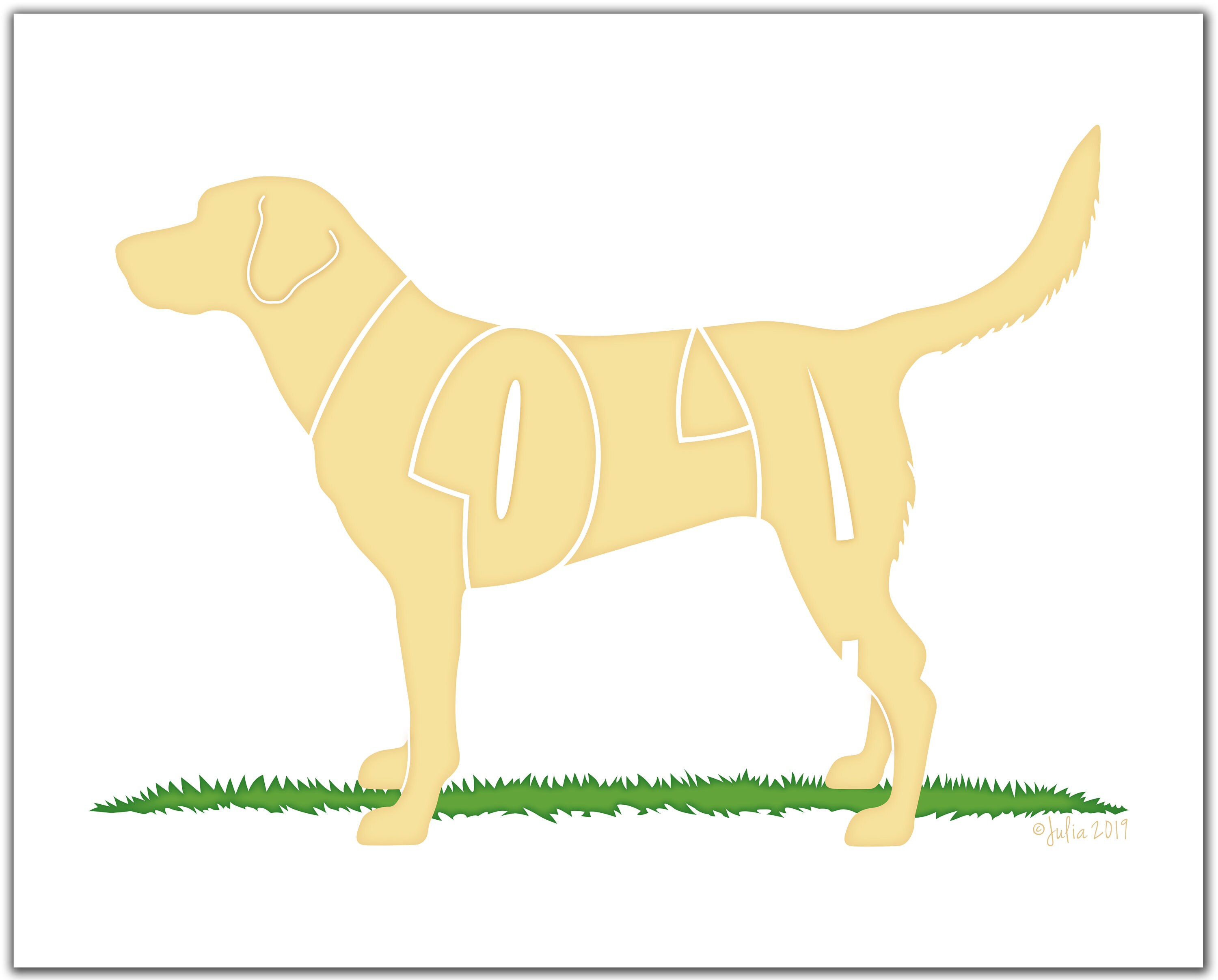 Personalized Yellow Lab 7" X 5" (or Larger) W/favorite Object, Custom ...