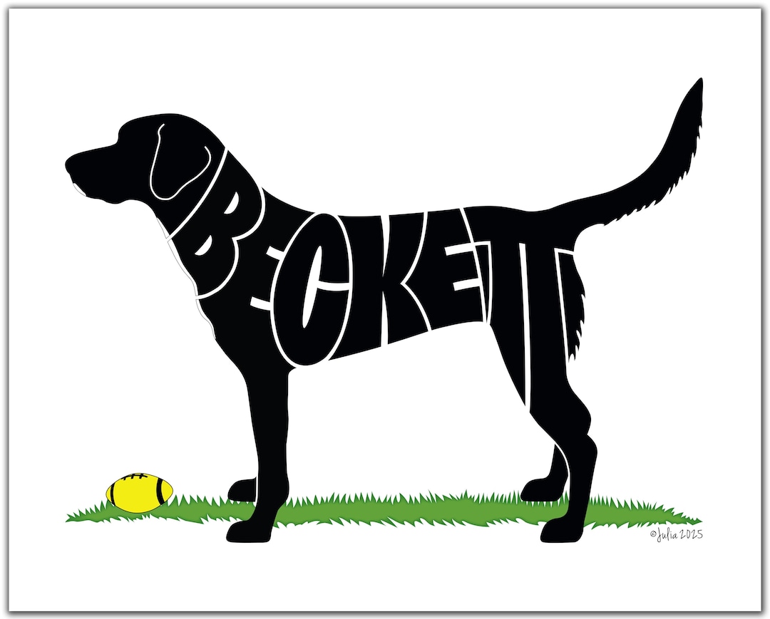 Personalized Black Lab Silhouette Portrait, Custom Dog Dog Art - Etsy