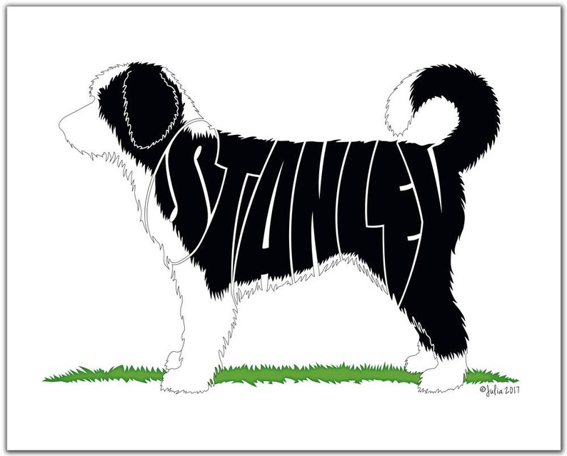 Sheepadoodle With Distinct Markings 7" X 5" (or Larger) Custom Gift ...