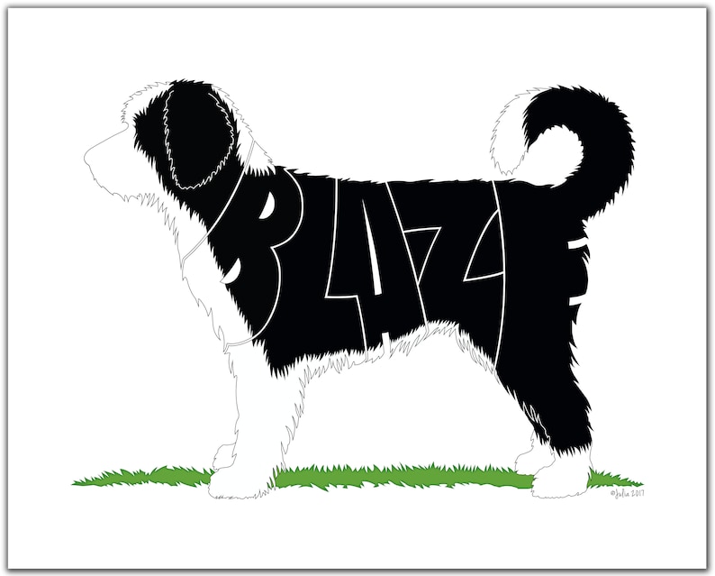 Sheepadoodle With Distinct Markings 7" X 5" (or Larger) Custom Gift ...