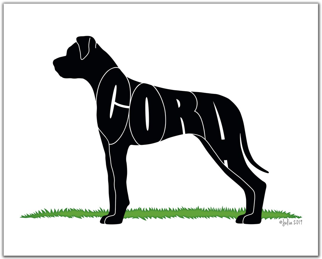 Personalized Boxer Dog Undocked Uncropped 7" X 5" (or Larger) Boxer Dog ...