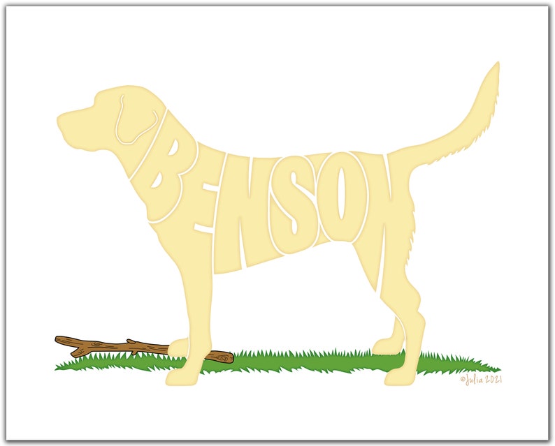 Personalized Yellow Lab 7" X 5" (or Larger) W/favorite Object, Custom ...