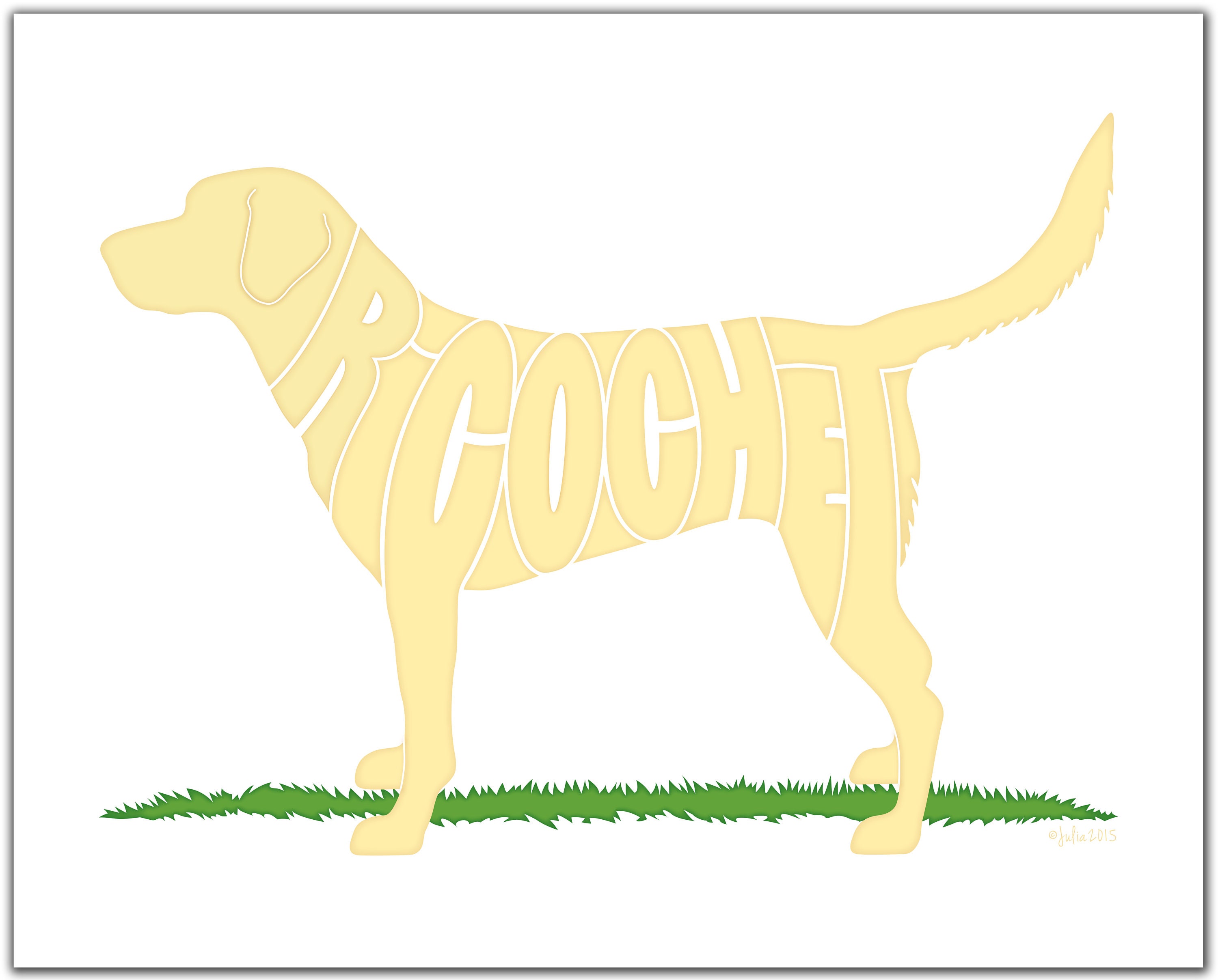 Personalized Yellow Lab 7" X 5" (or Larger) W/favorite Object, Custom ...