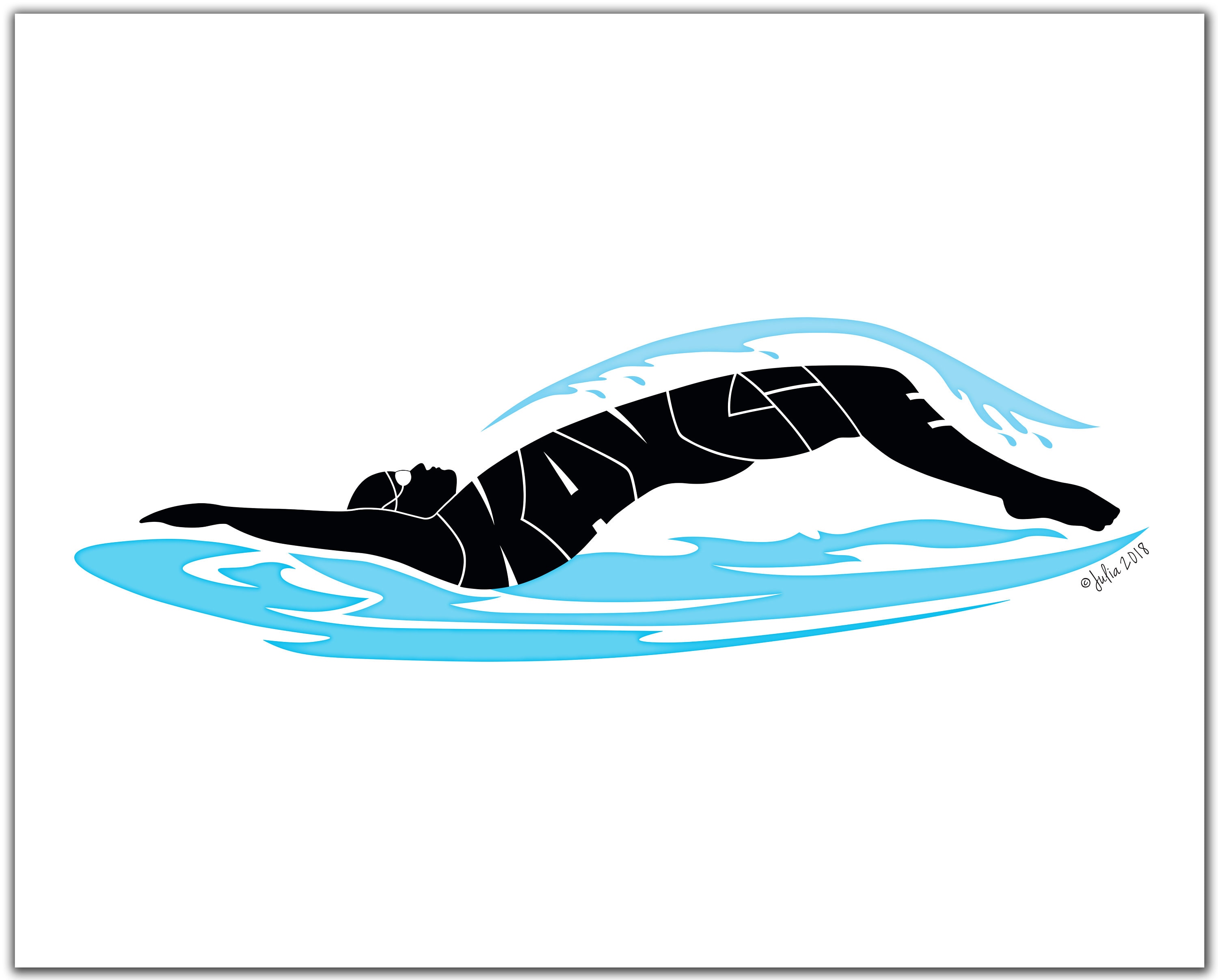 Personalized Backstroke Swimmer Name Silhouette (or Any Sport) 10" X 8 ...