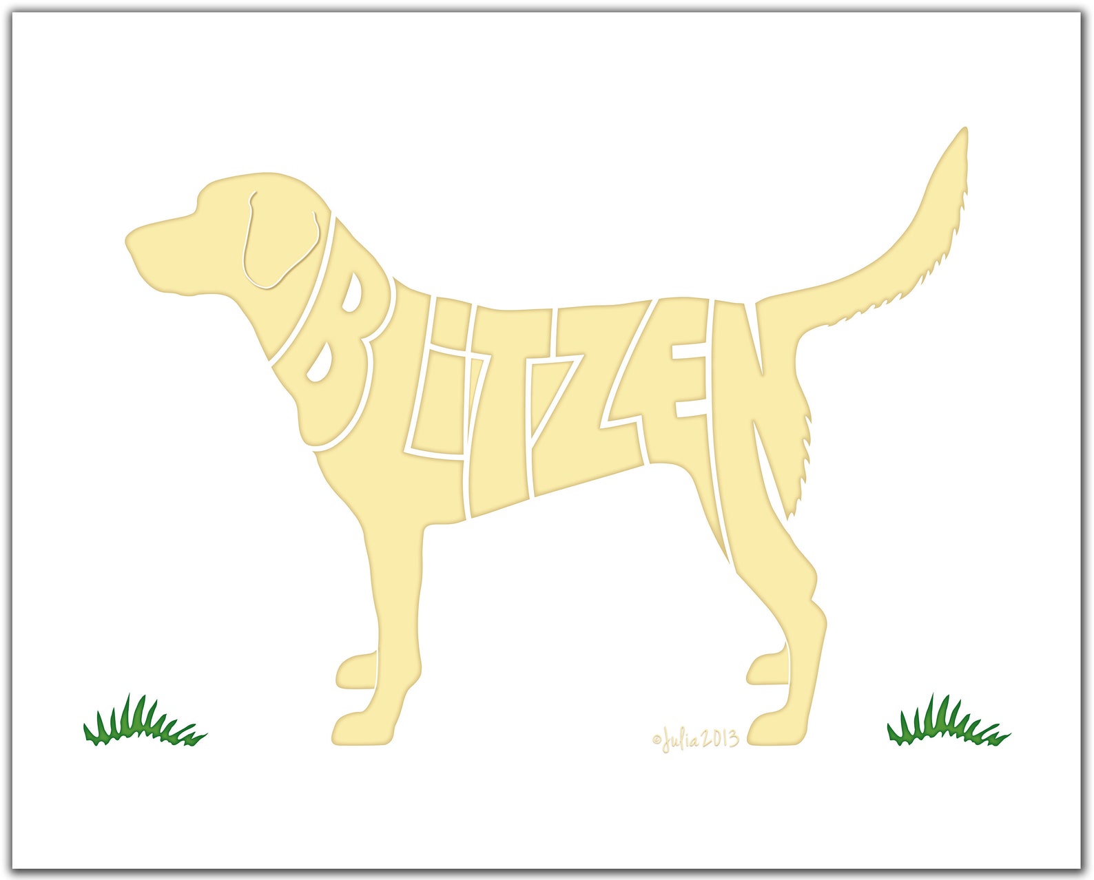 Personalized Yellow Lab 7" X 5" (or Larger) W/favorite Object, Custom ...