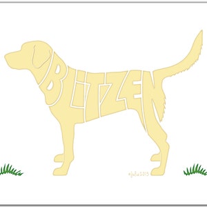 Personalized Yellow Lab 7" X 5" (or Larger) W/favorite Object, Custom ...