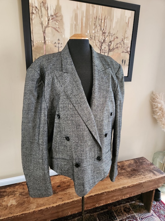 Vintage grey wool oversized boxy jacket blazer - Gem