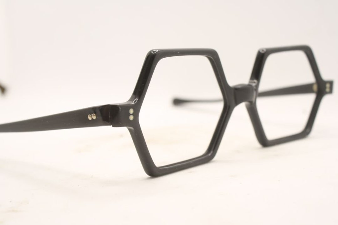 Octagonal Vintage Eyeglasses Black New Old Stock 1970s Retro Eyeglass ...