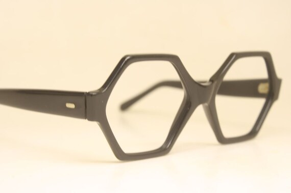 Black Octagonal Vintage Eyeglasses Retro Glasses Fram… - Gem