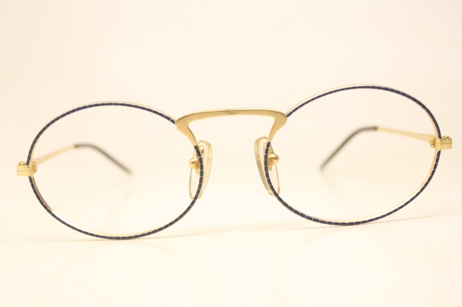 Vintage Blue Gold Oval Aluminum Glasses Frames 1980s Retro - Etsy