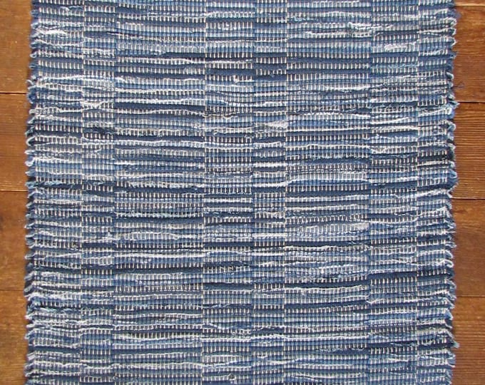 Blue Jean Rag Rug Hemp Cotton Yarn Recycled Denim Jeans Indigo Blue 23 ...