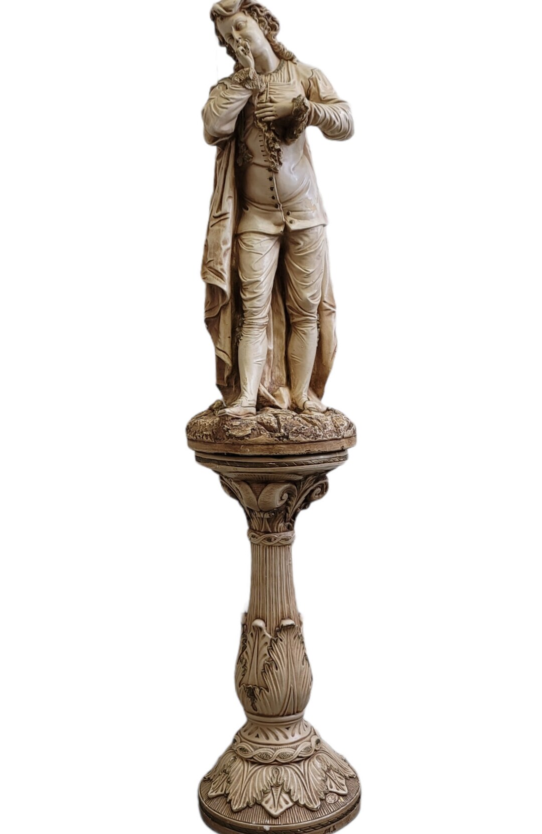 Marwal Male Statue+pedestal=50" Vintage Marwal Chalkware Male Artist ...