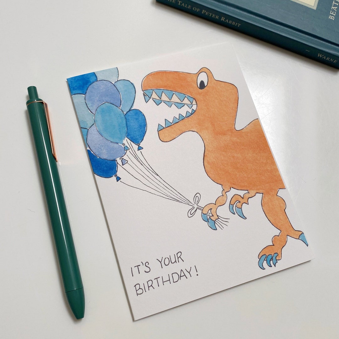 Dinosaur Birthday Card, Dino Party, Dinomite, Original Handmade Card - Etsy