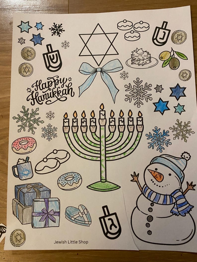 Digital Download> Hanukkah Coloring Sheet - Etsy