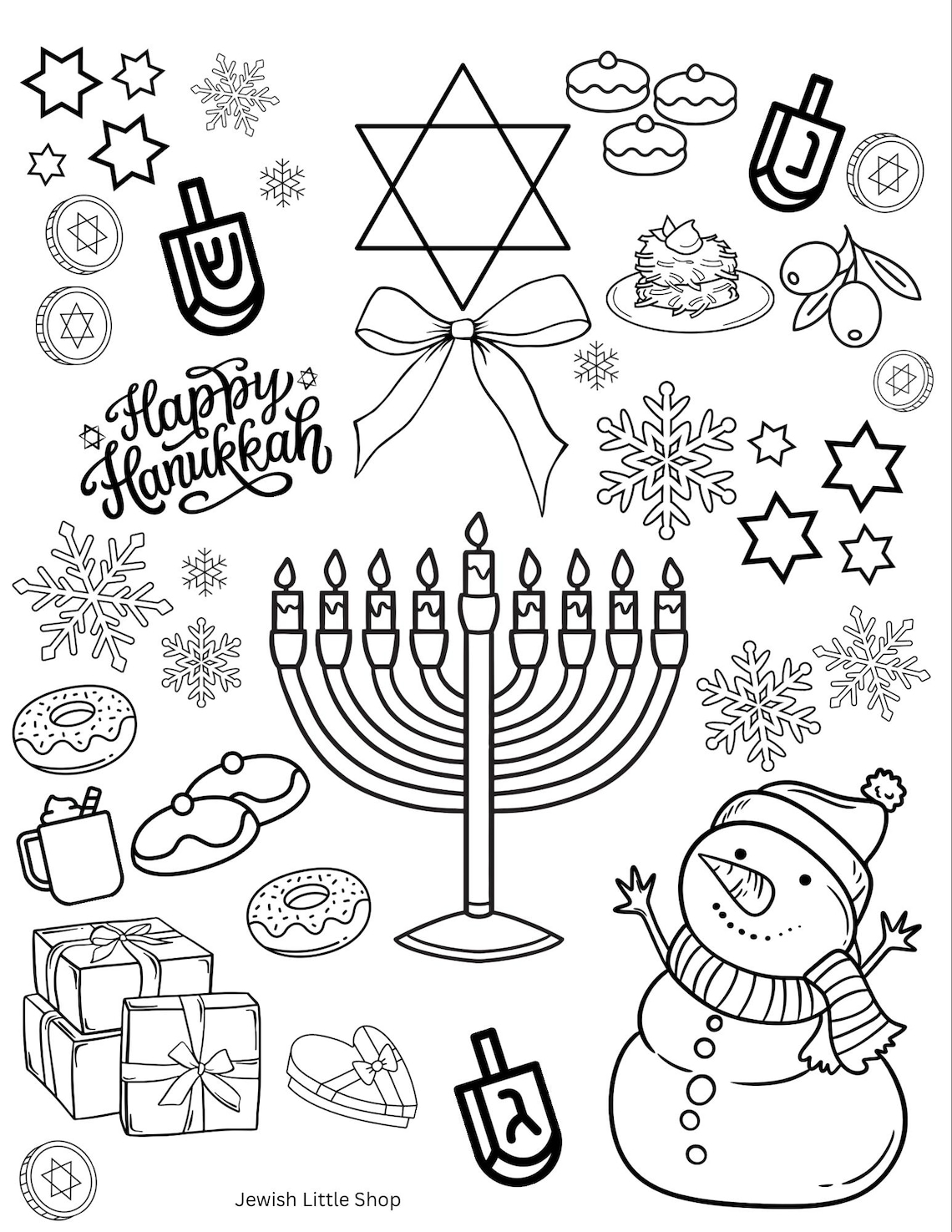 Digital Download> Hanukkah Coloring Sheet - Etsy