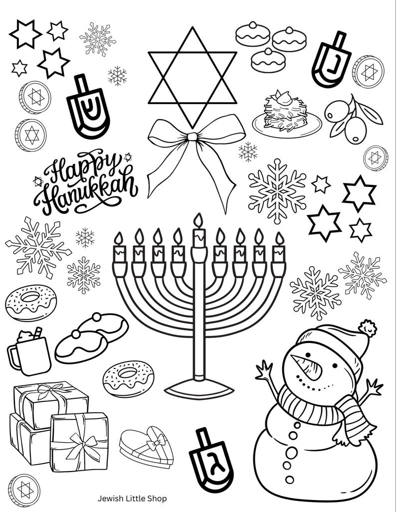 Digital Download> Hanukkah Coloring Sheet - Etsy