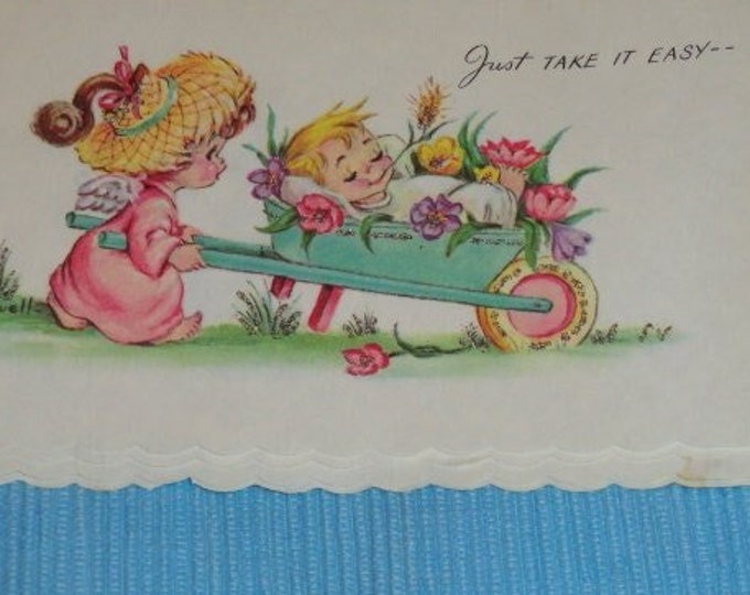 Vintage 1950's Eve Rockwell Cheerie Cherubs Christmas Card, Great Color ...