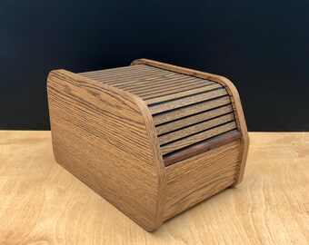 Vintage Teak Roll Top Storage Box MCM - Etsy