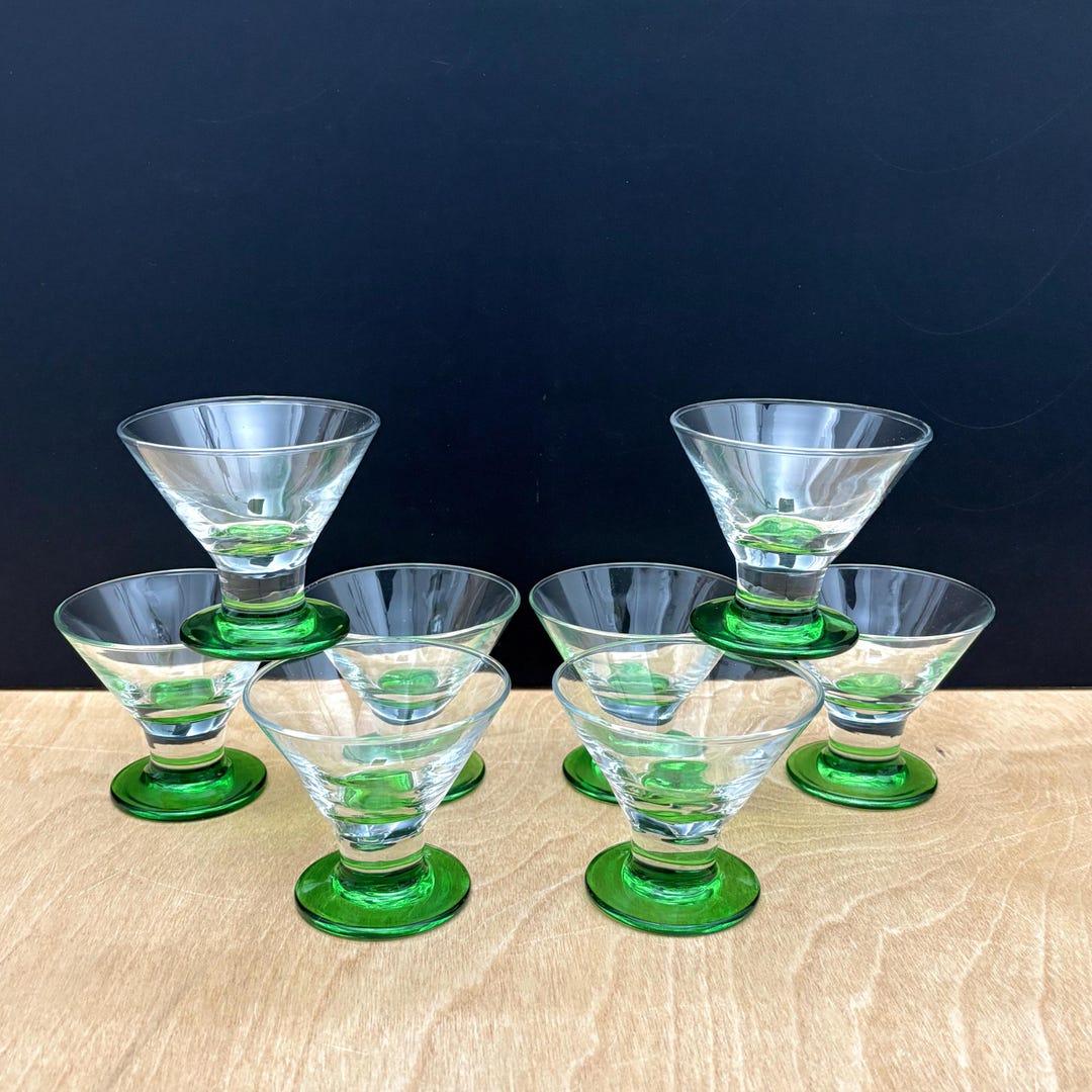 Vintage Mini Cocktail Glasses, Libbey Cordials Green, 2oz, MCM Bar Cart ...