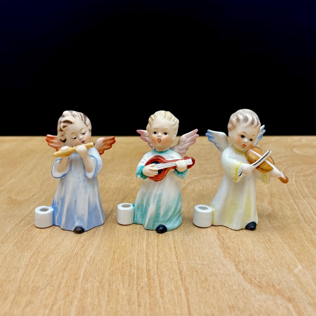 Vintage Hummel Angel Candleholders, Christmas Angels, Set of 3, Musical ...
