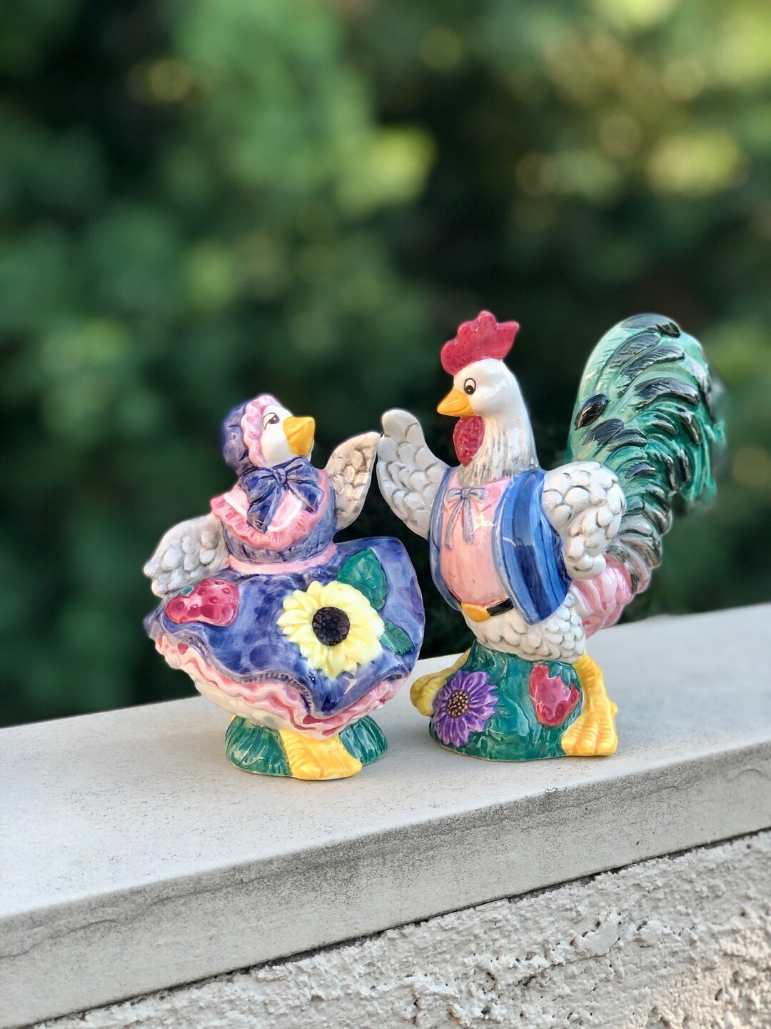 Rare 1995 Fitz and Floyd Dancing Rooster and Hen Salt and Pepper ...
