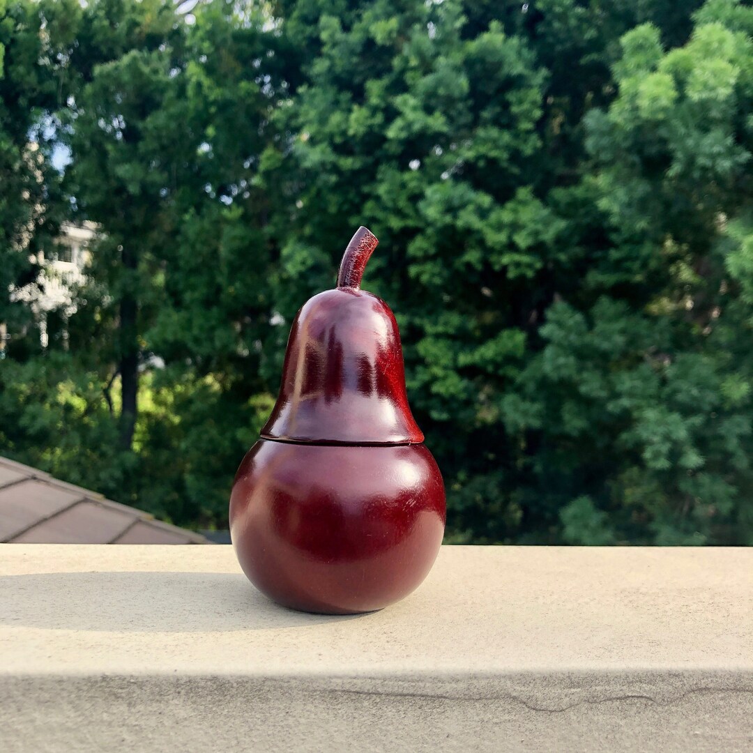 Vintage Wood Pear Shaped Box, Rosewood, Pear Trinket Box, Wooden Pear ...