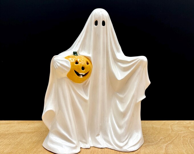 Vintage Halloween Ghost Lamp, Ceramic Light up Ghost Light, 1980s ...