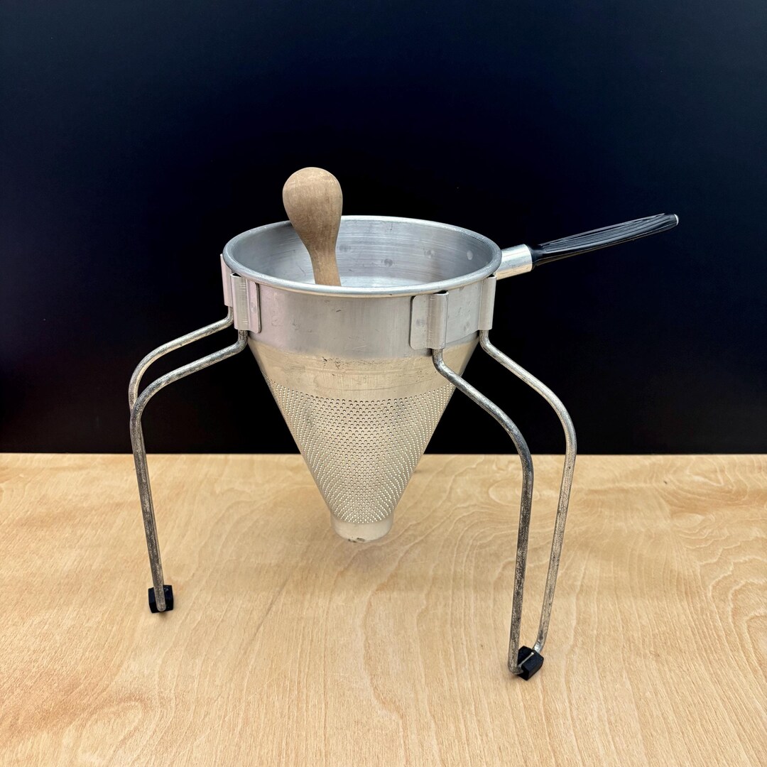 Vintage Aluminum Strainer Cone Sieve With Stand, Jam Strainer, Canning ...